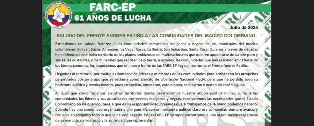 FARC-EP unter Mordisco mit neuer Front im Süden des Cauca | Widerstand ...